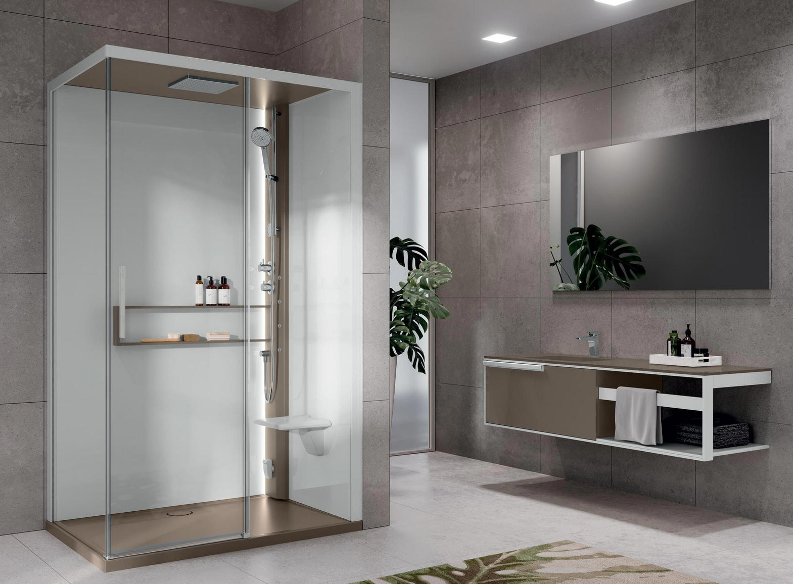 Novellini GLAX 2 2.0 2P - rectangular corner shower pod with hydro ...